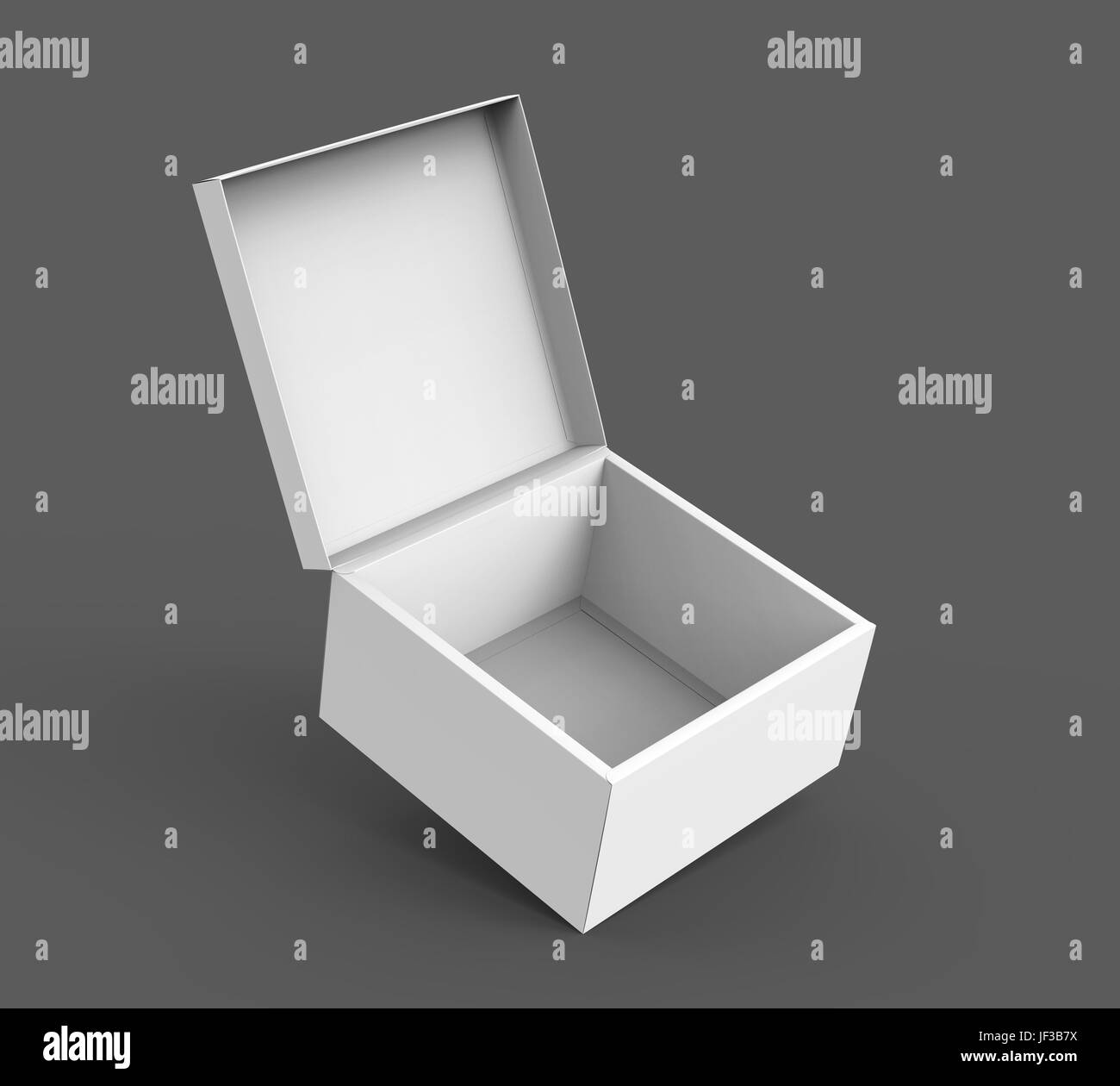 blank right tilt 3d rendering open box for stage prop use, isolated ...