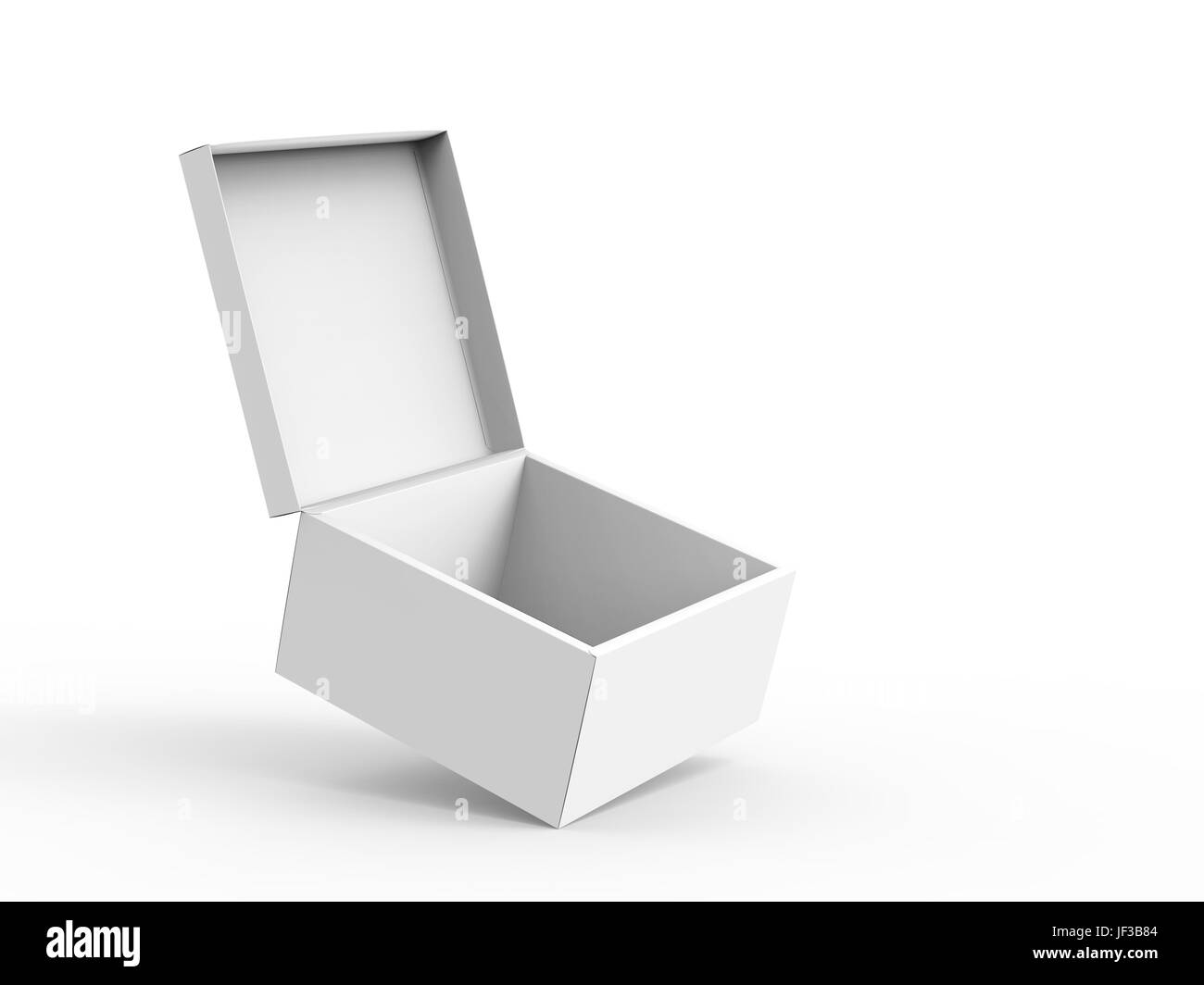 blank right tilt 3d rendering open box for stage prop use, isolated ...
