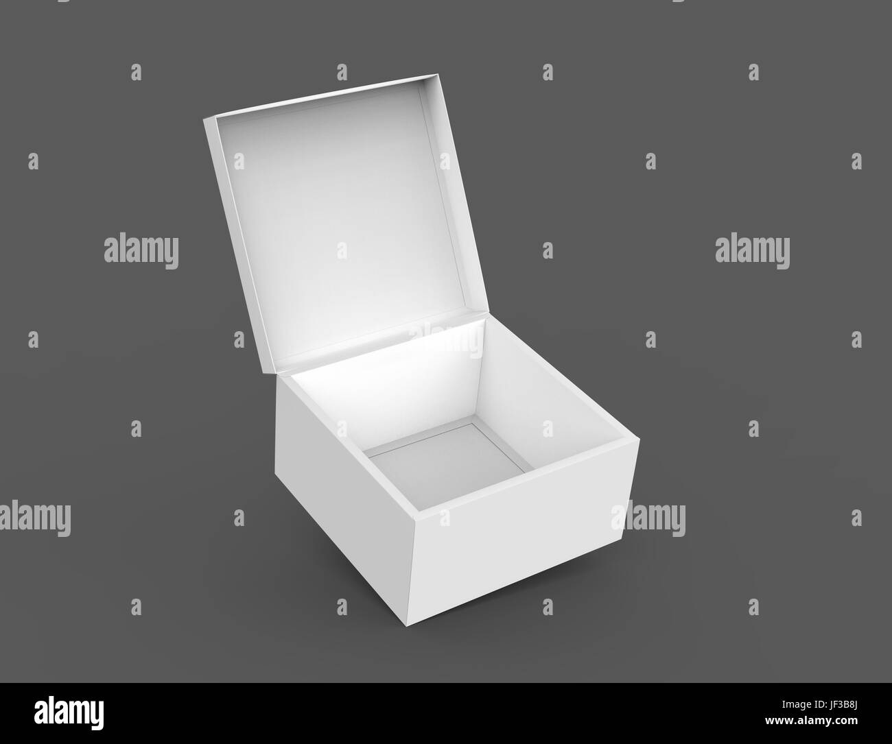 blank right tilt 3d rendering open box for stage prop use, isolated ...