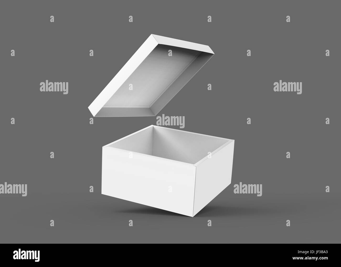 slanting blank 3d rendering half open right tilt box with floating ...