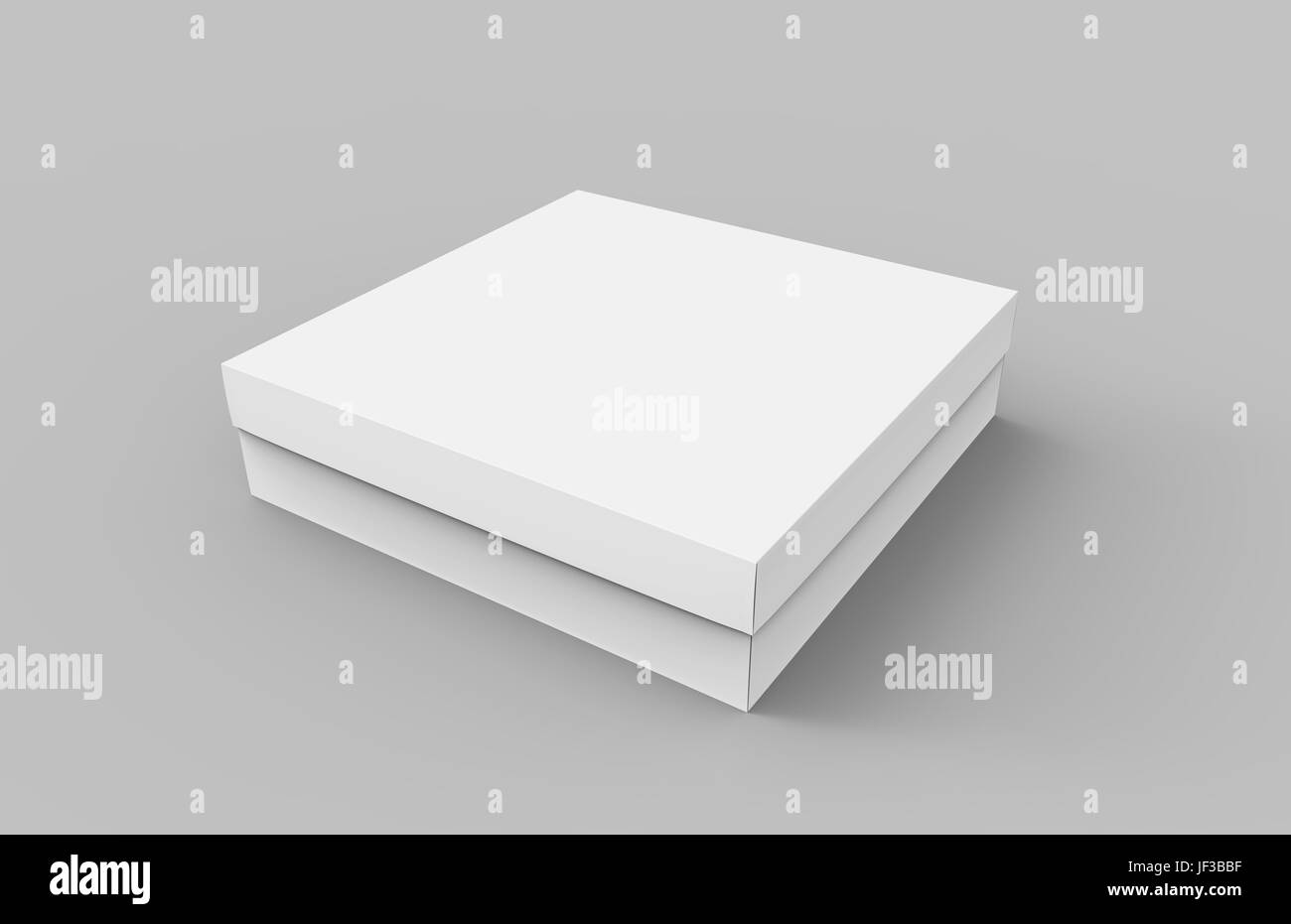 blank flat 3d rendering spun white closed square box, isolated gray ...
