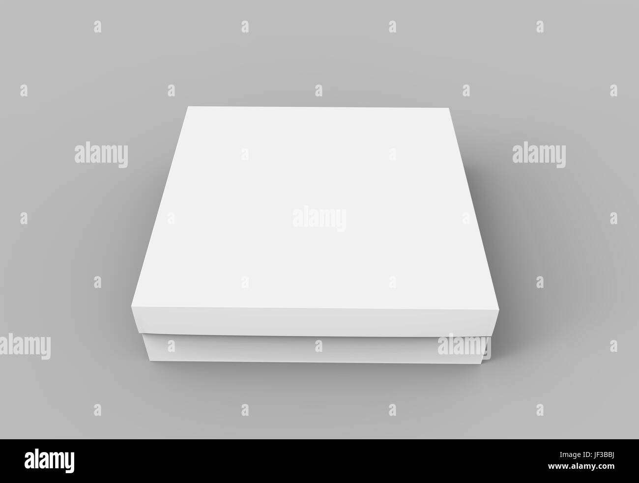 blank flat 3d rendering white closed square box, isolated gray ...