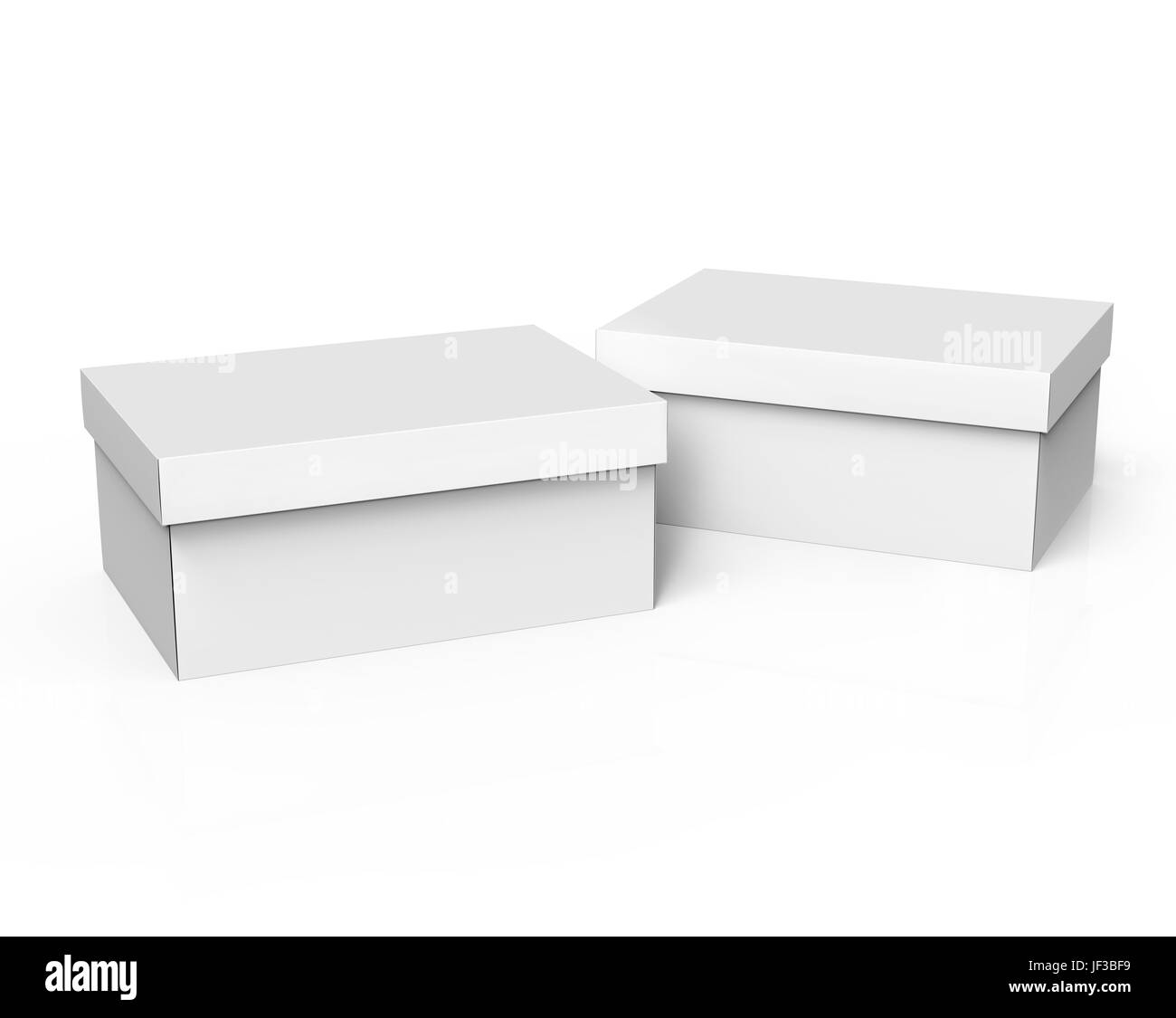 two tilt 3d rendering blank white paper closed boxes for design use ...