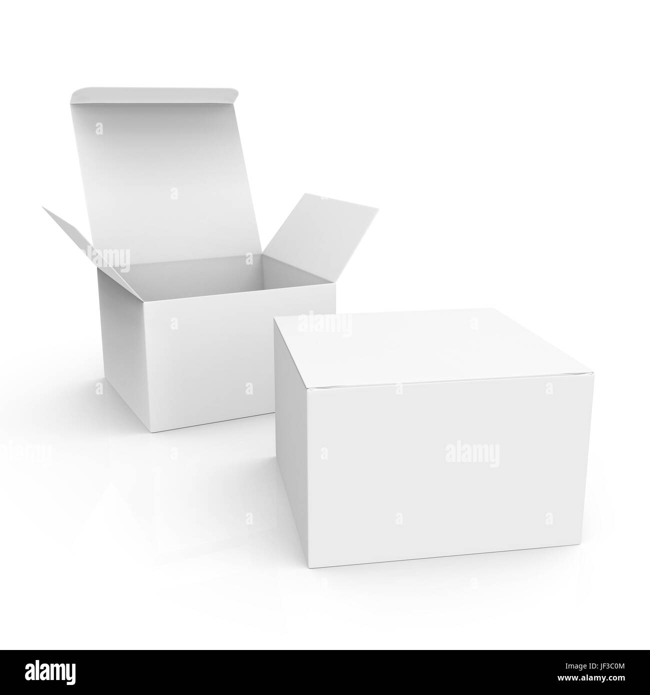 3d rendering right tilt open white blank box behind a closed one, for ... 3d rendering right tilt open white blank box behind a closed one, for ...