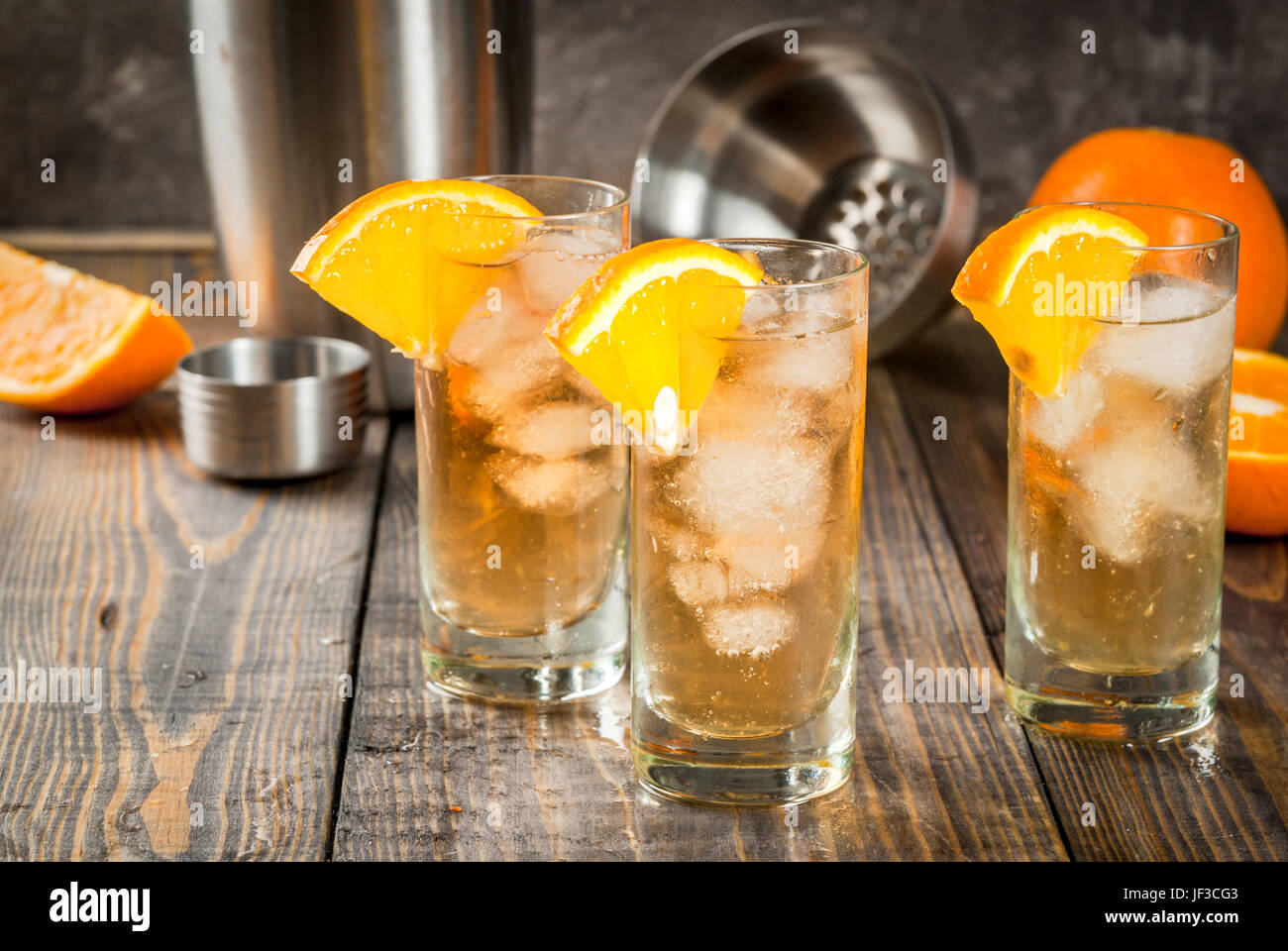 Alcoholic Vodka Whiskey Orange Highball Cocktail with a Orange Garnish ...