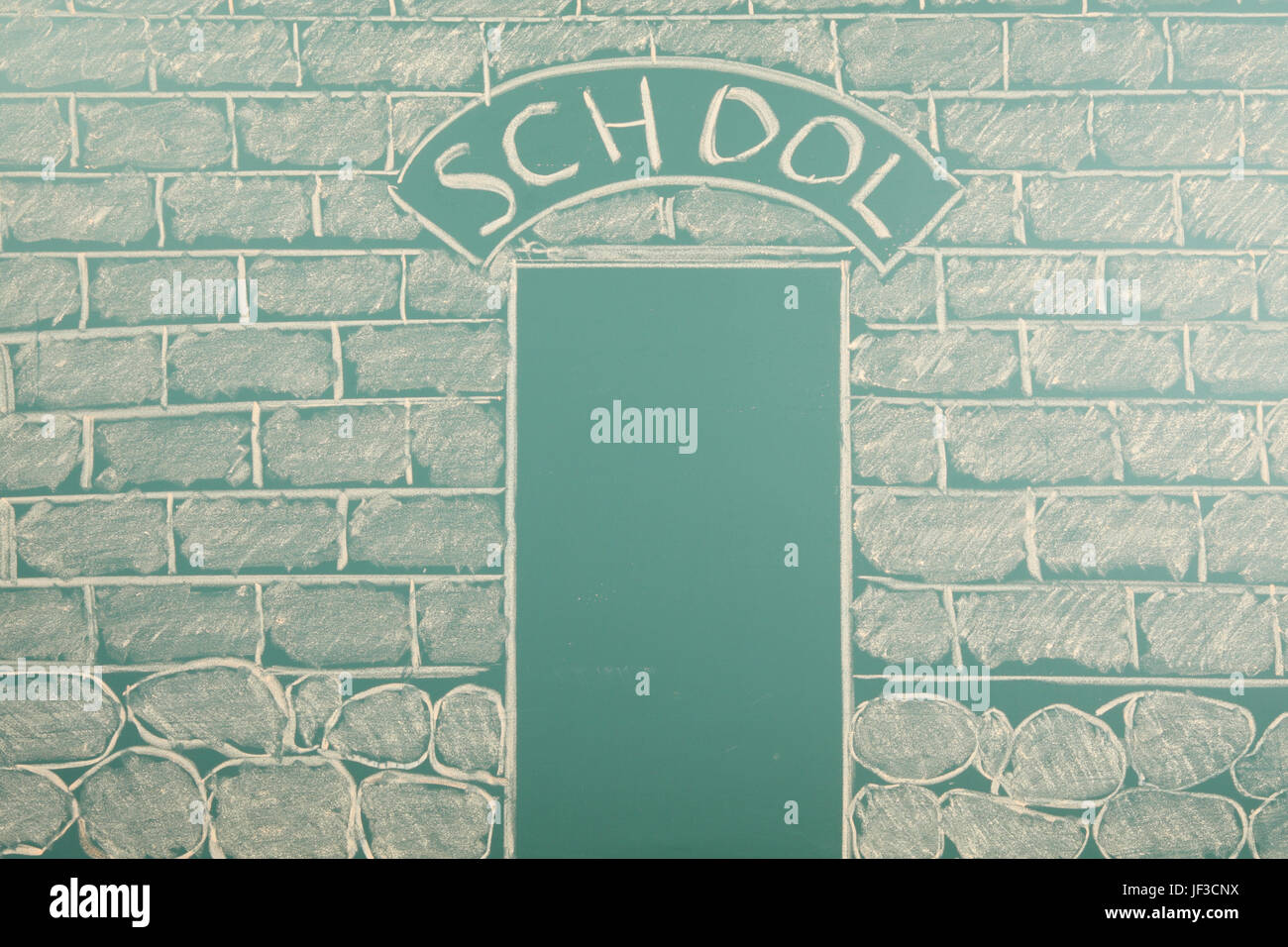 Funny education concept with chalk drawing of school Stock Photo - Alamy