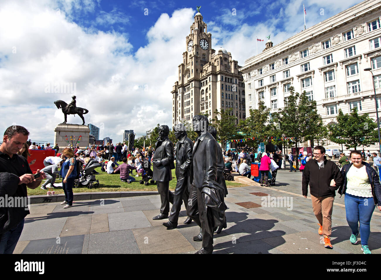 The Beatles Statue at the Pier Head Liverpool Stock Photo - Alamy