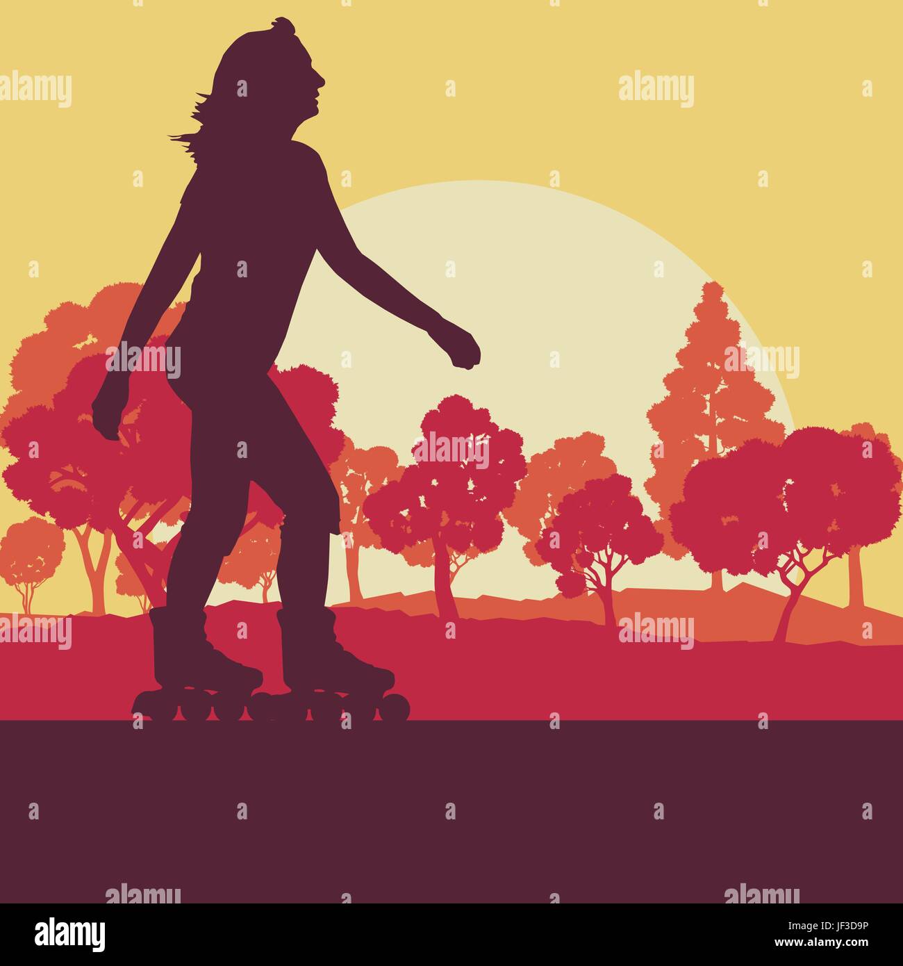 Woman inline skating vector abstract background Stock Vector Image ...