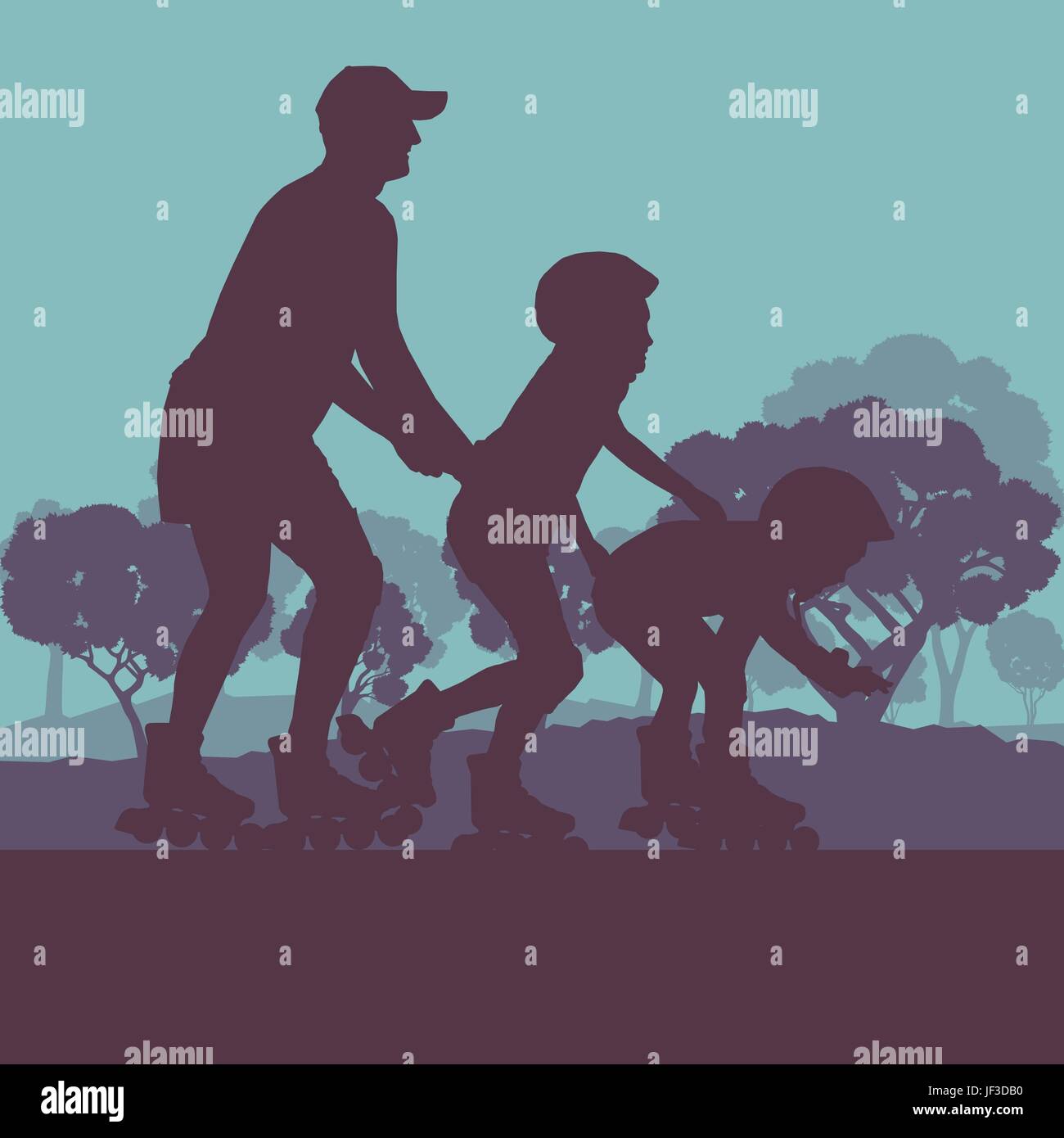 Family inline skating Stock Vector Images - Alamy