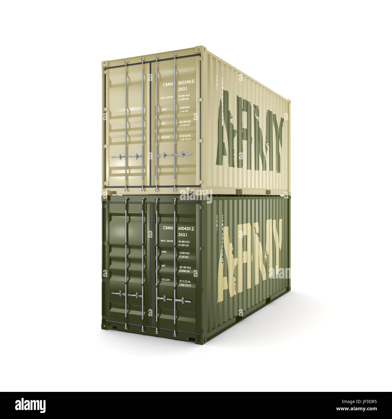 3D rendering army containers Stock Photo - Alamy