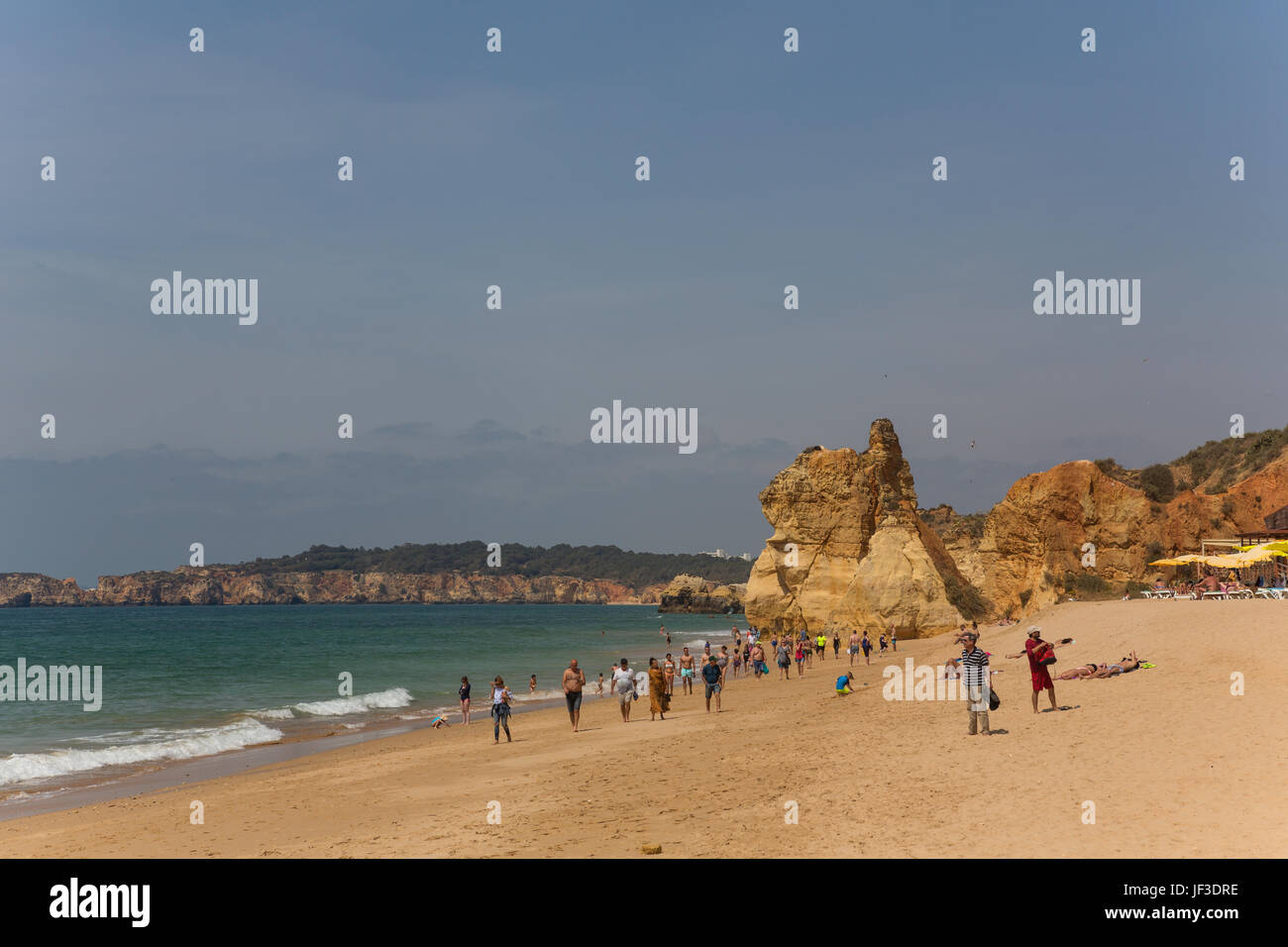 PRAIA DA ROCHA, PORTUGAL - APRIL 25, 2017: People at the famous beach ...