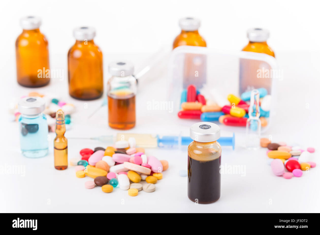 Different types of drugs on white background Stock Photo - Alamy