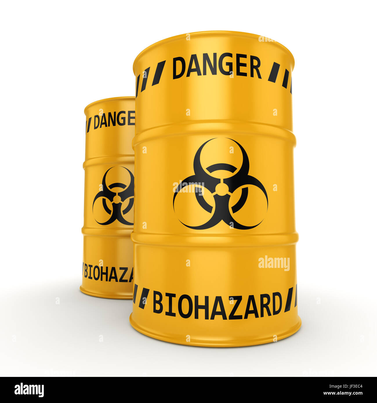 3D rendering biohazard barrels Stock Photo - Alamy