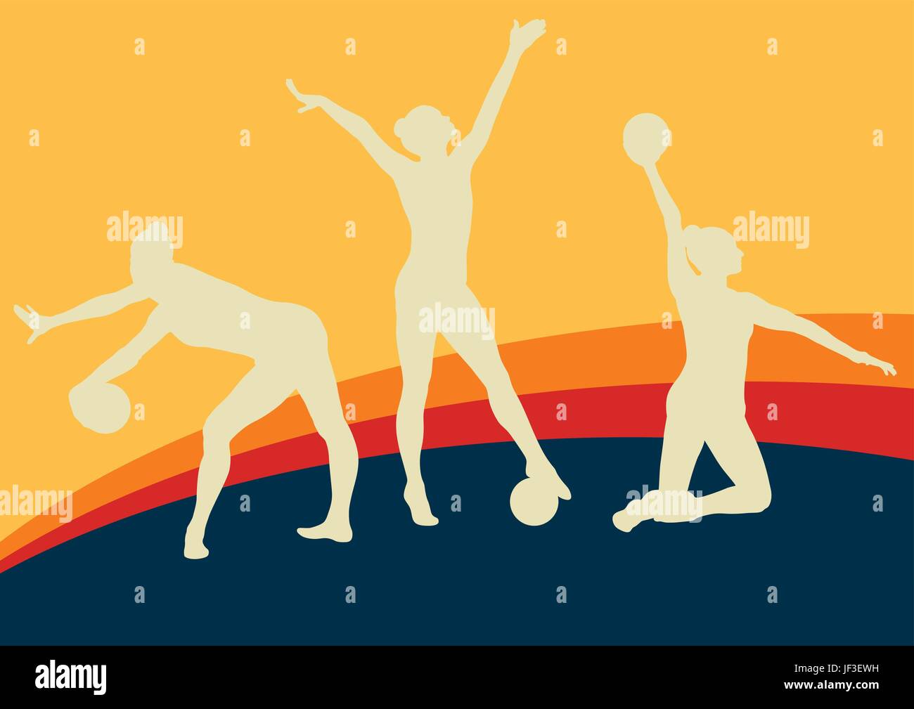 Woman with ball artistic gymnastics vector abstract background Stock ...