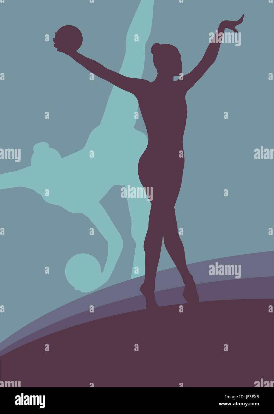 Woman with ball artistic gymnastics vector abstract background Stock ...