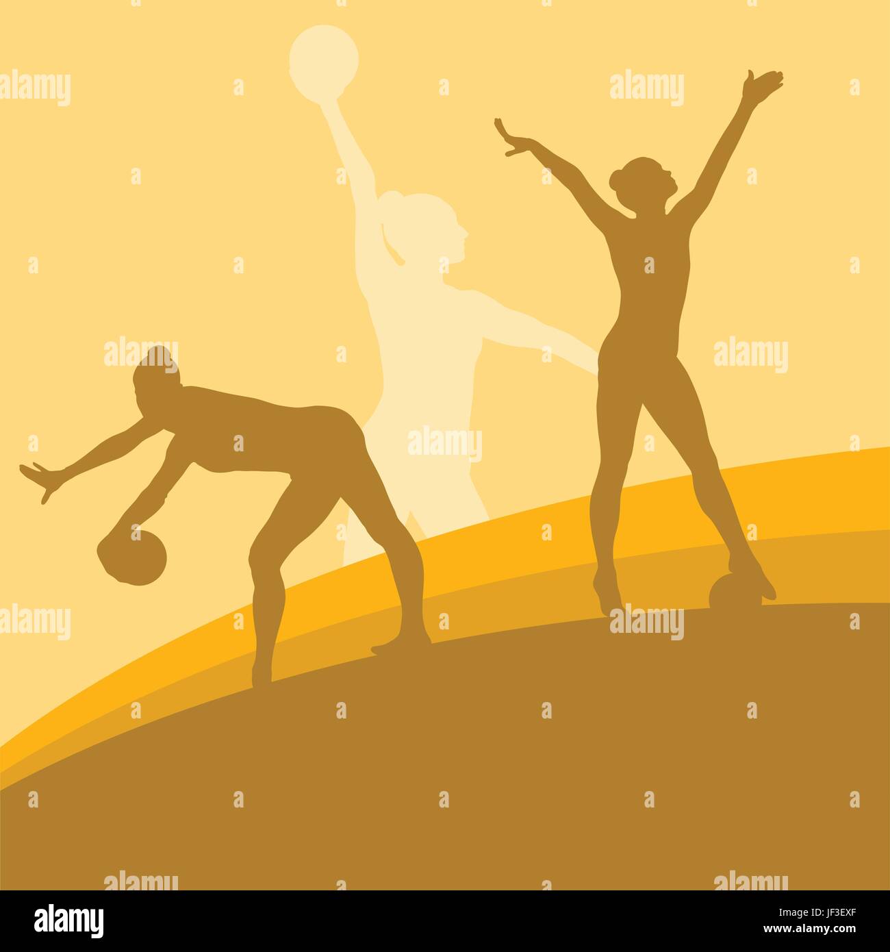 Woman with ball artistic gymnastics vector abstract background Stock ...