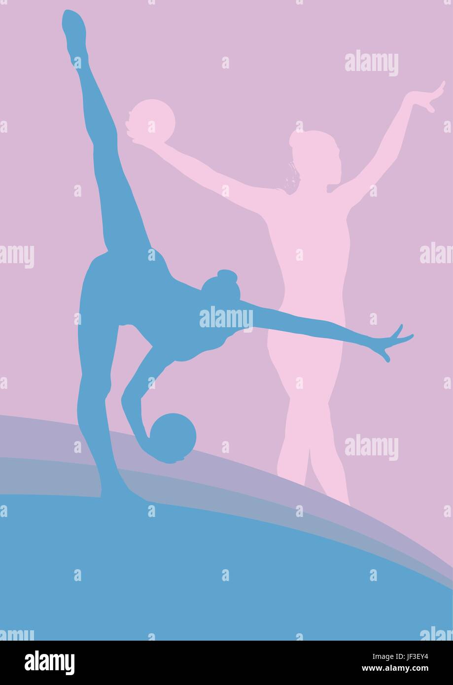 Woman with ball artistic gymnastics vector abstract background Stock ...
