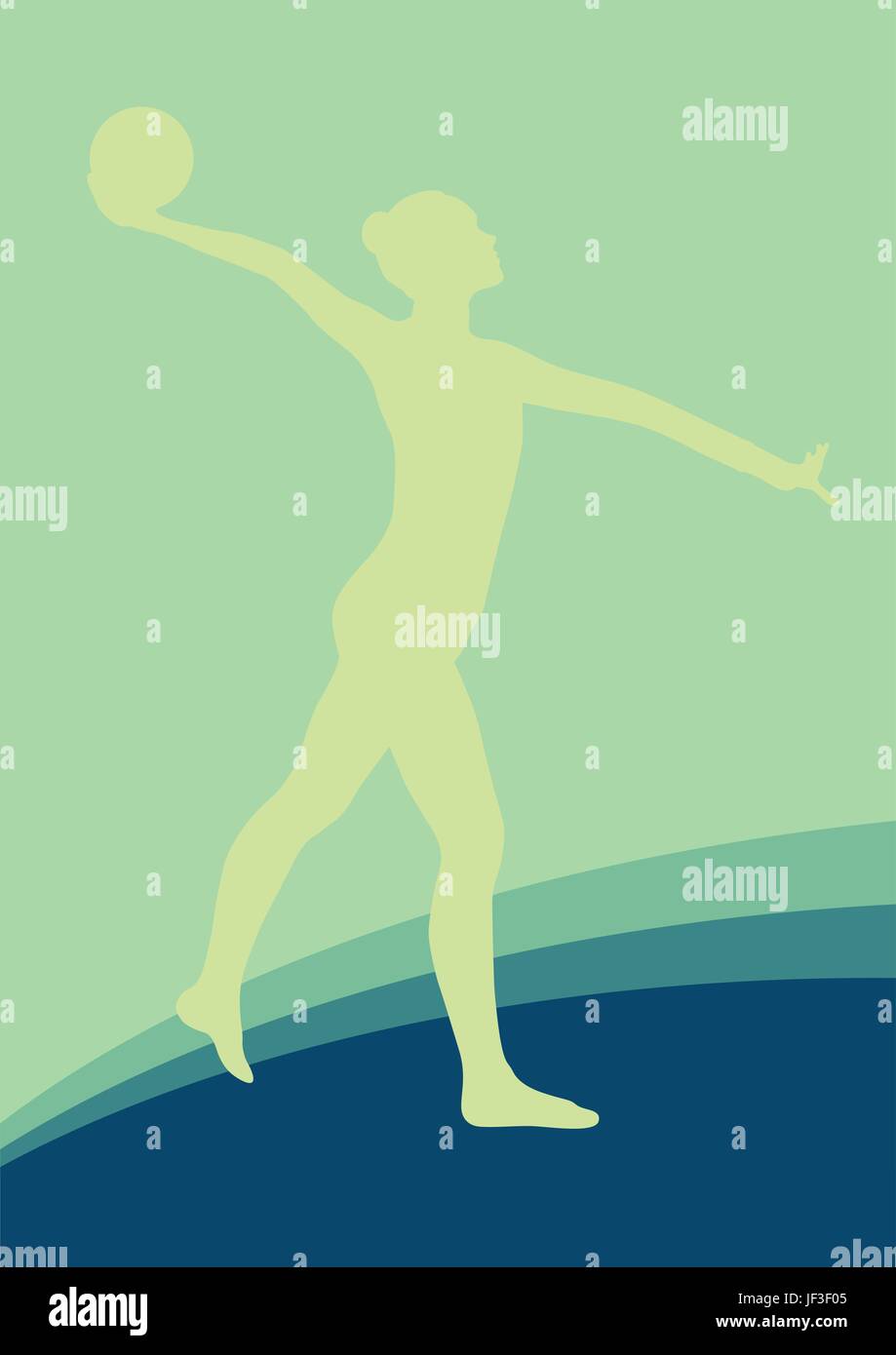 Woman with ball artistic gymnastics vector abstract background Stock ...