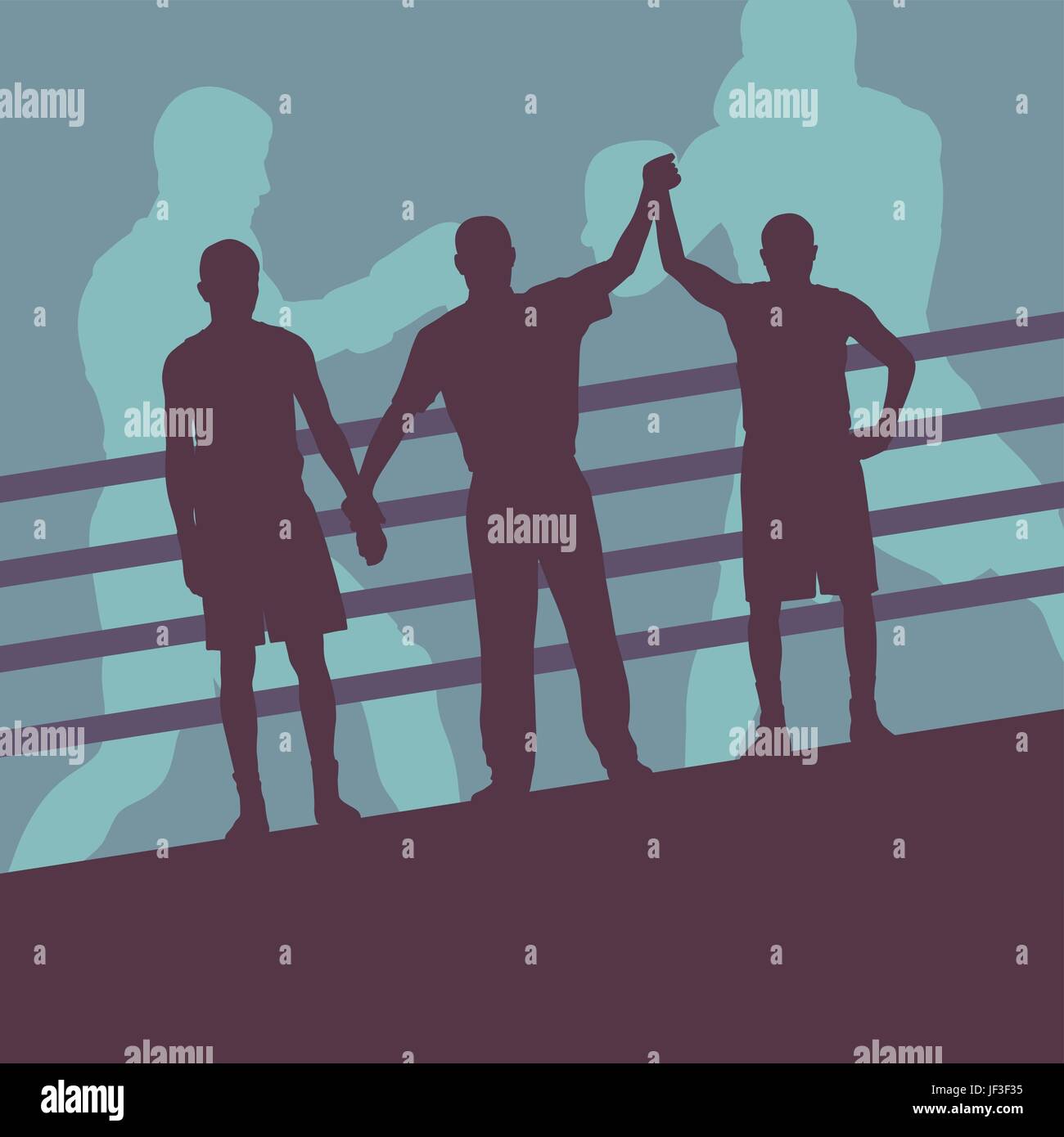 Boxer man fight in boxing ring vector background with retro colors ...