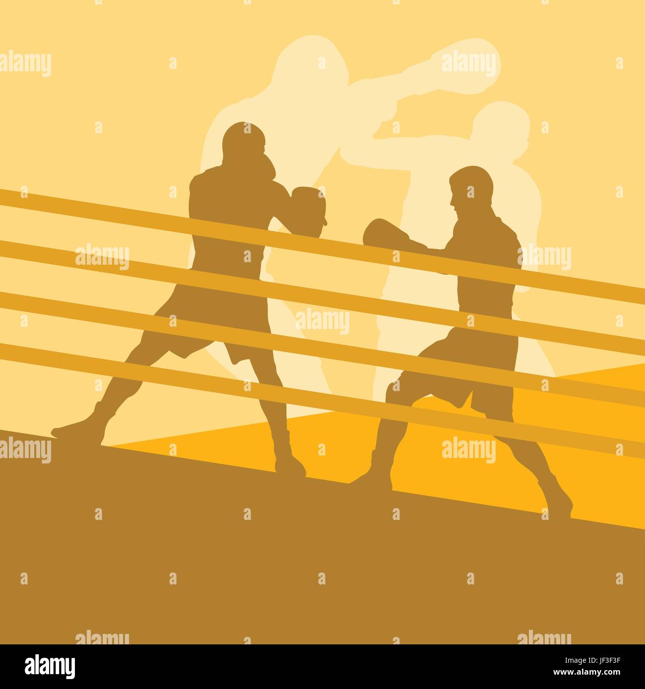 Boxer man fight in boxing ring vector background with retro colors ...