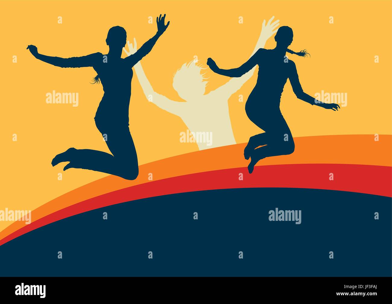 Woman jump active happiness expression vector background concept Stock ...