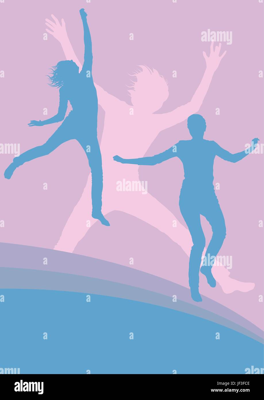 Woman jump active happiness expression vector background concept Stock ...