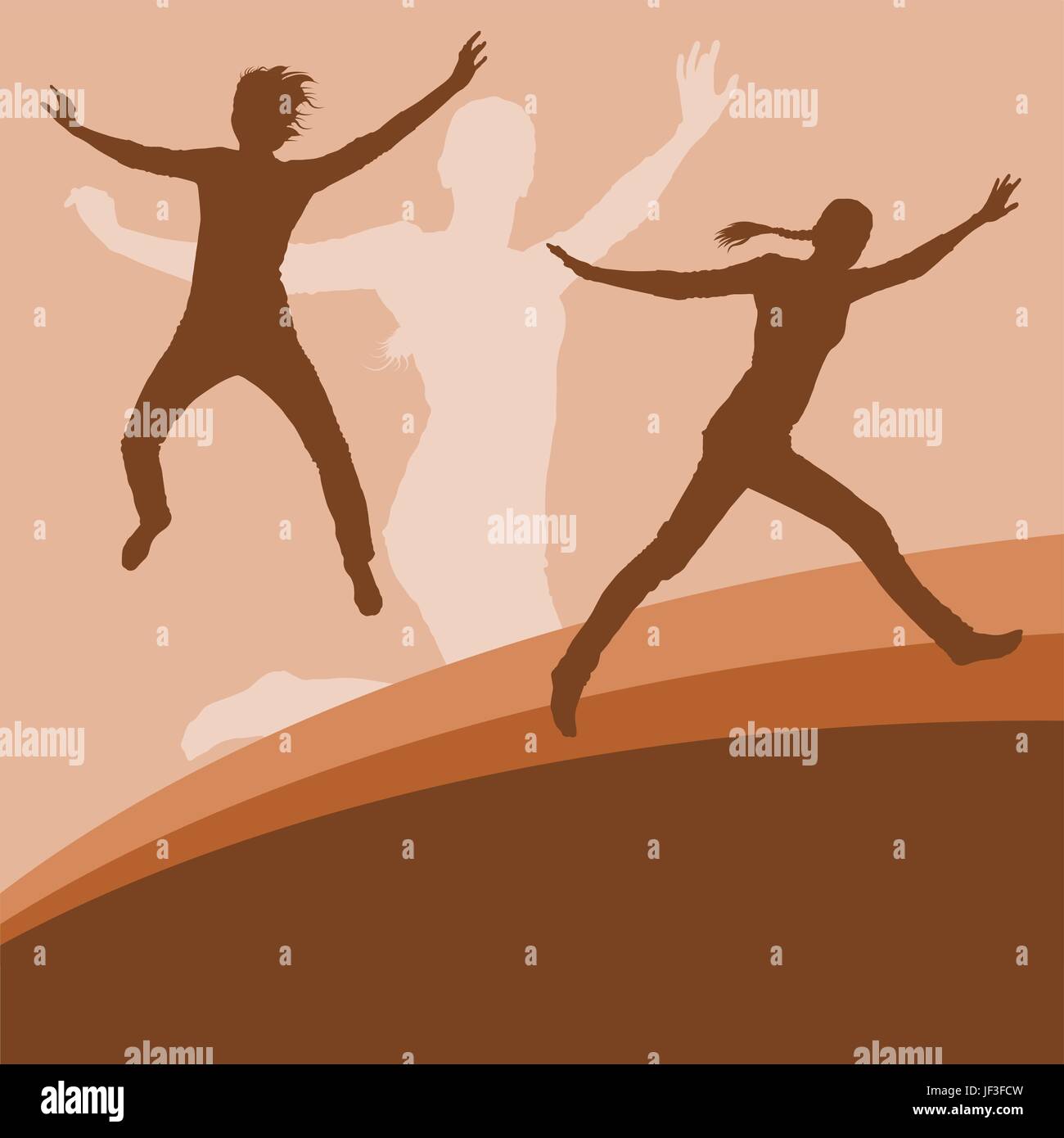 Woman jump active happiness expression vector background concept Stock ...