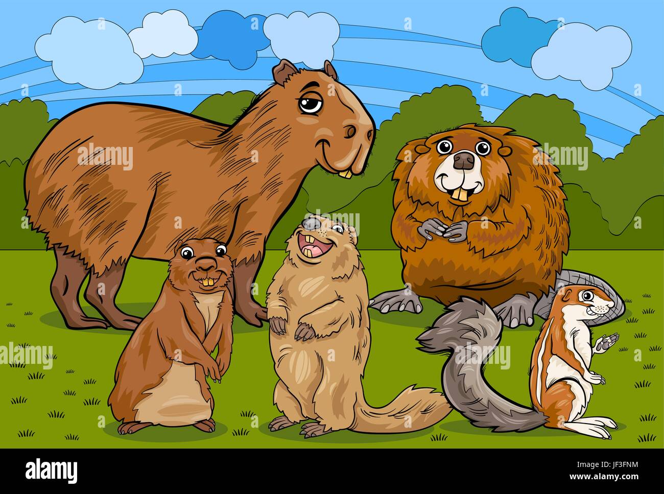 animals, beaver, cartoon, group, gopher, marmot, groundhog, comic ...