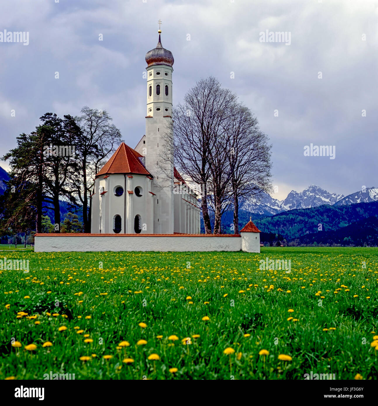 Church of St Koloman near Fuessen, Allgaeu region, Bavaria, Germany ...