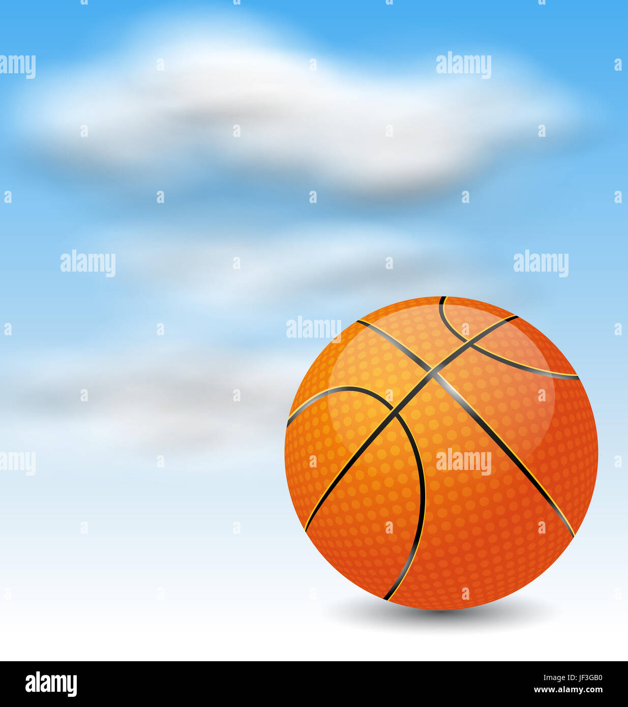 Illustration Basketball Ball on Cloudy Sky Background Stock Photo - Alamy