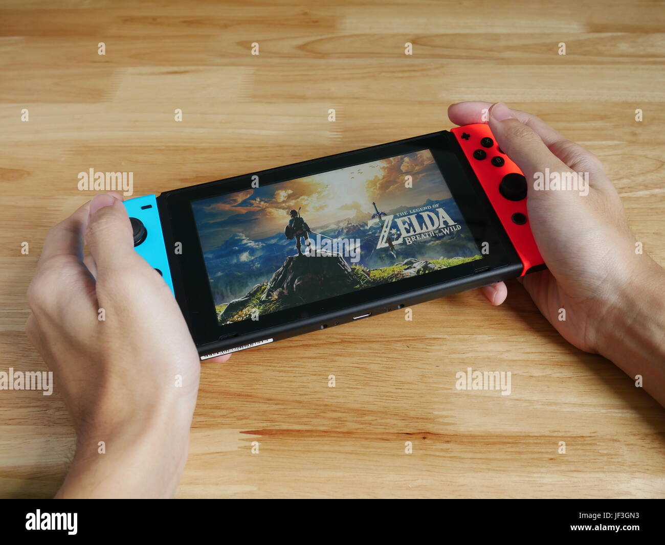 Bangkok, Thailand - June 27, 2017 : Nintendo Switch showing its screen ...