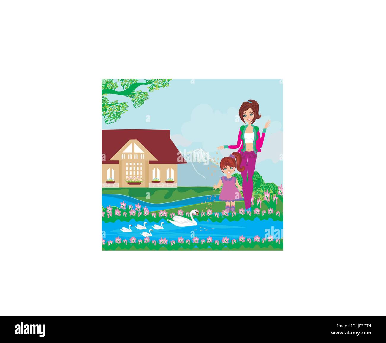 Humans lake Stock Vector Images - Alamy