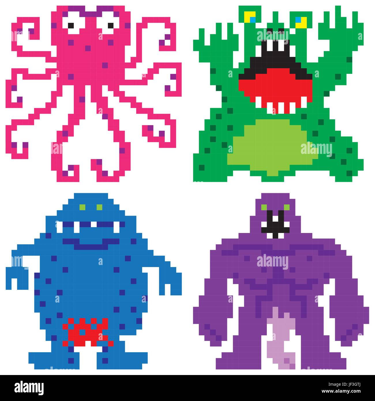 art, giant, monster, retro, pixel, computers, computer, art, colour ...