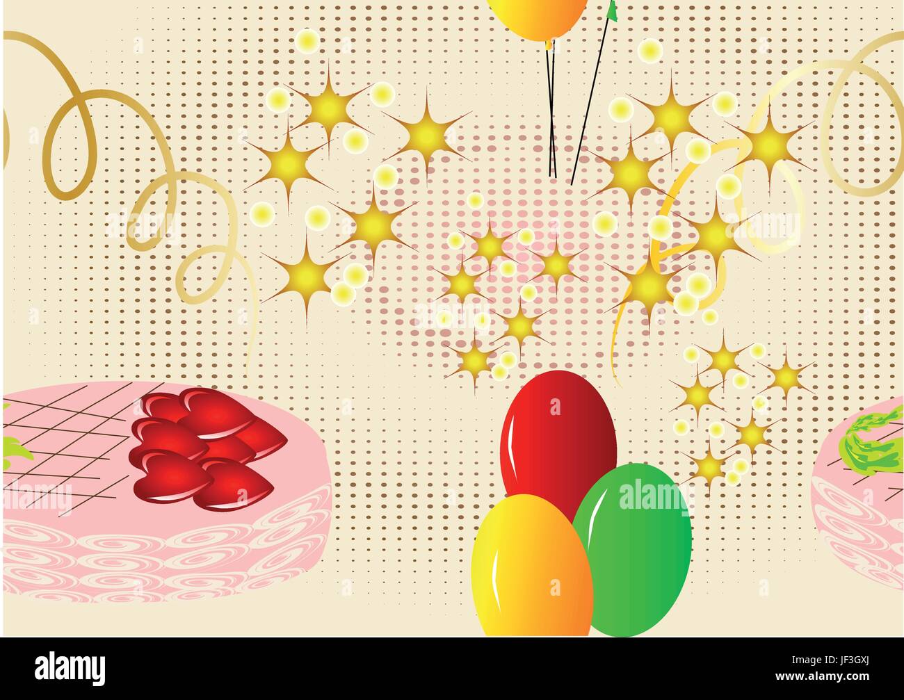 illustration, party, celebration, cake, pie, cakes, balloon, decoration ...