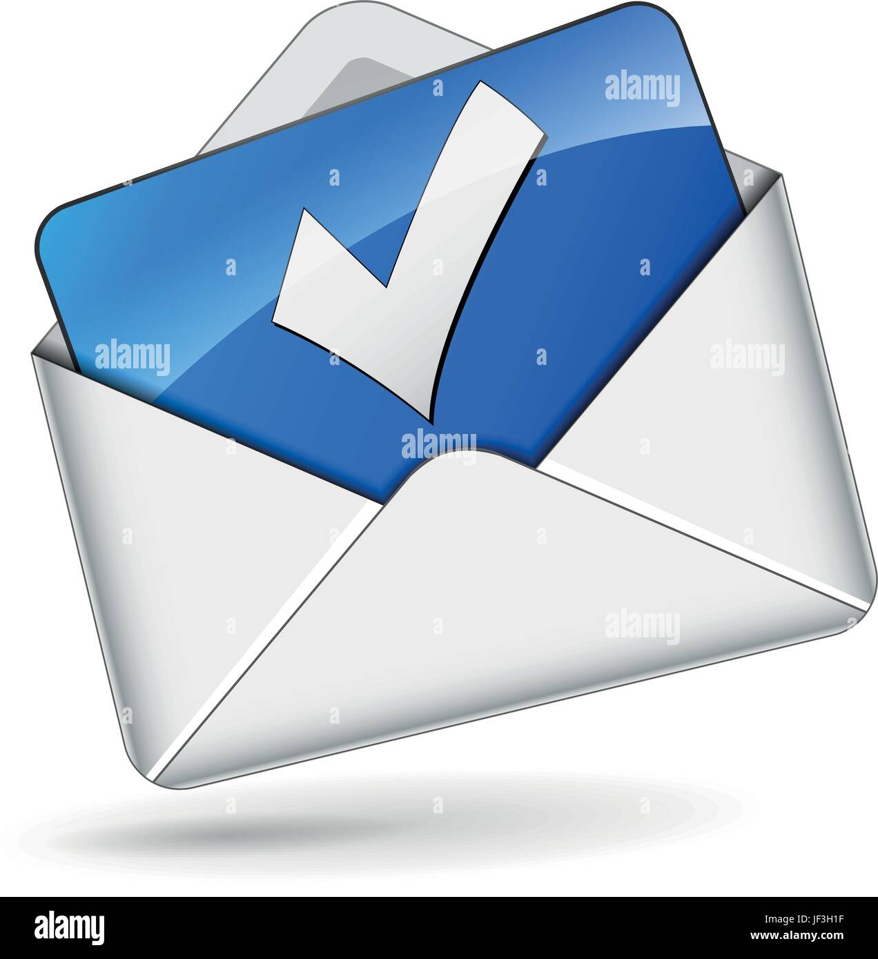 illustration, open, mark, letter, envelope, uncap, icon, white, check ...