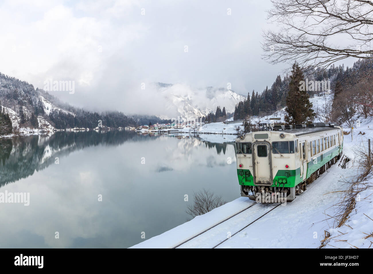 Train with Winter landscape Stock Photo - Alamy