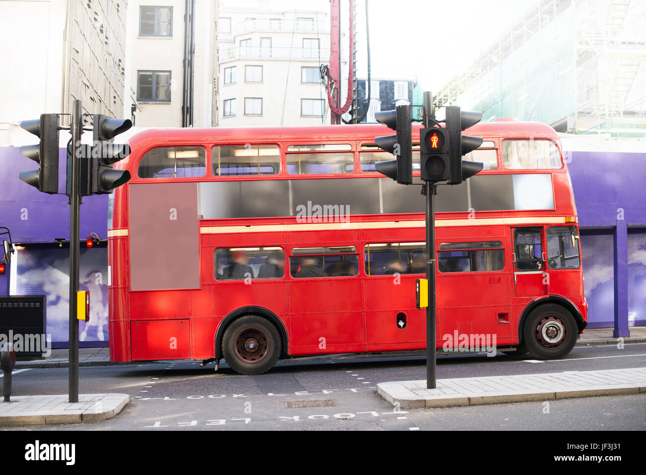 Red vintage bus in London Stock Photo - Alamy