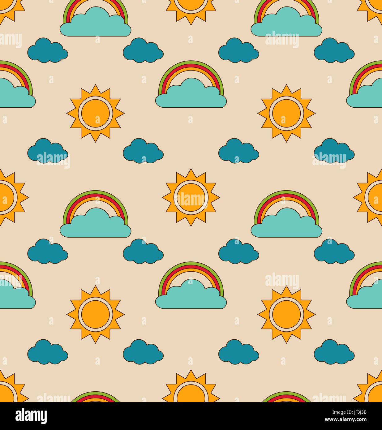 Illustration Old Seamless Pattern with Weather Symbols. Retro ...