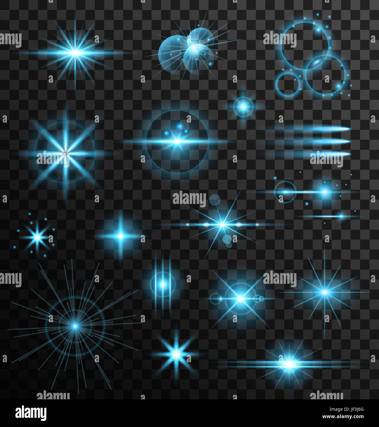 Illustration Realistic Set Lens Flares Star Lights and Glow Elements on ...