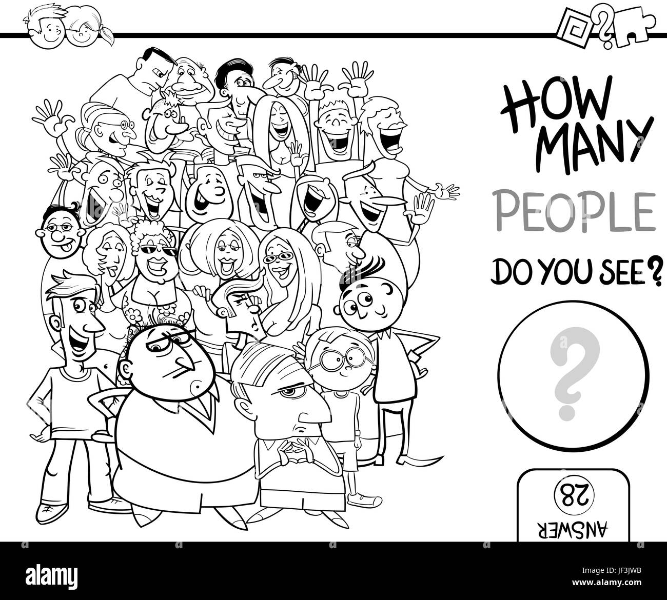 counting people coloring page Stock Photo - Alamy