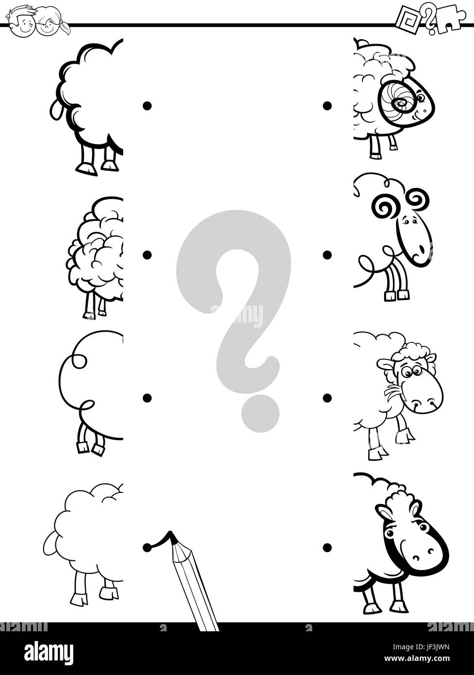 game of halves coloring page Stock Photo - Alamy