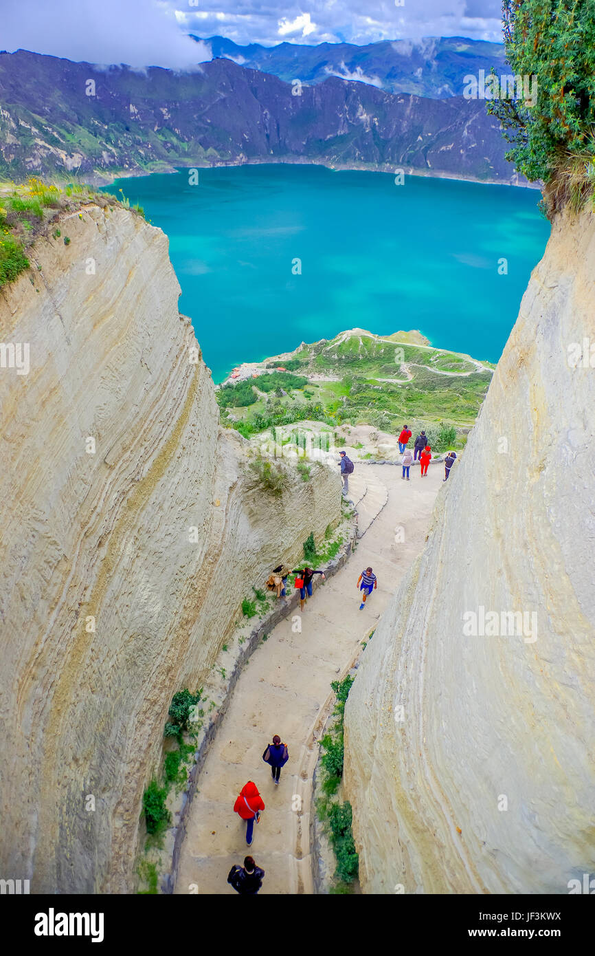 QUITO, ECUADOR - NOVEMBER, 25 2016: Unidentified people walking in a ...