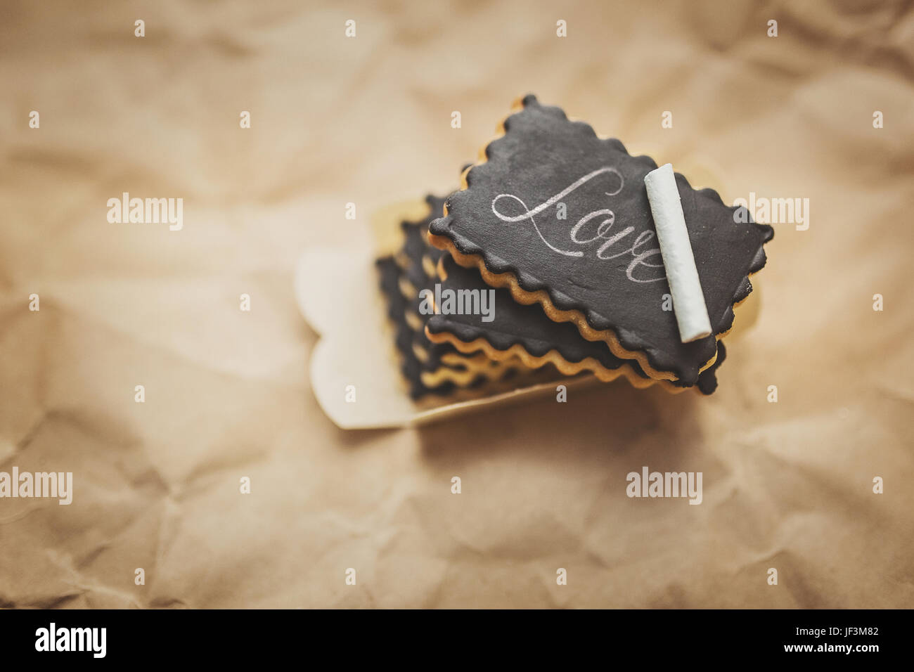 Sweet cookies with edible chalk Stock Photo - Alamy