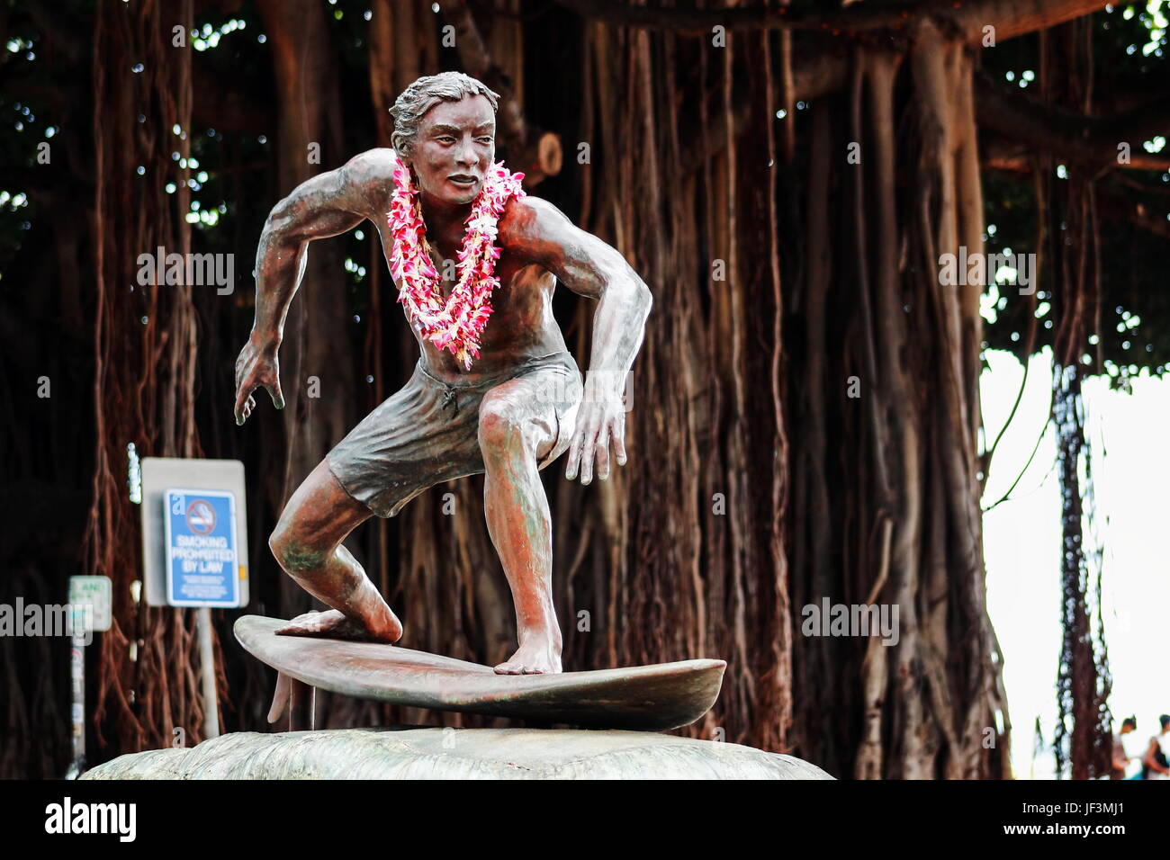 Honolulu, Hawaii, USA - May 28, 2016: A Bronze statue of Duke ...