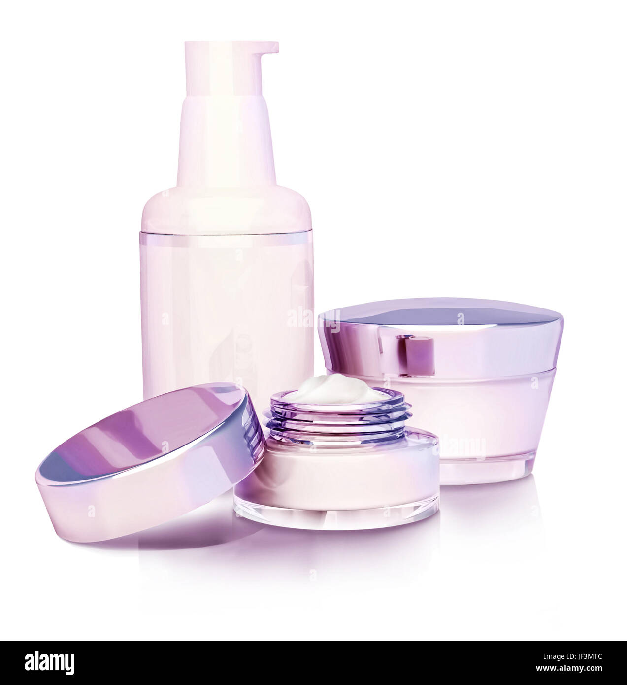 Three cosmetic cream isolated on white background Stock Photo - Alamy
