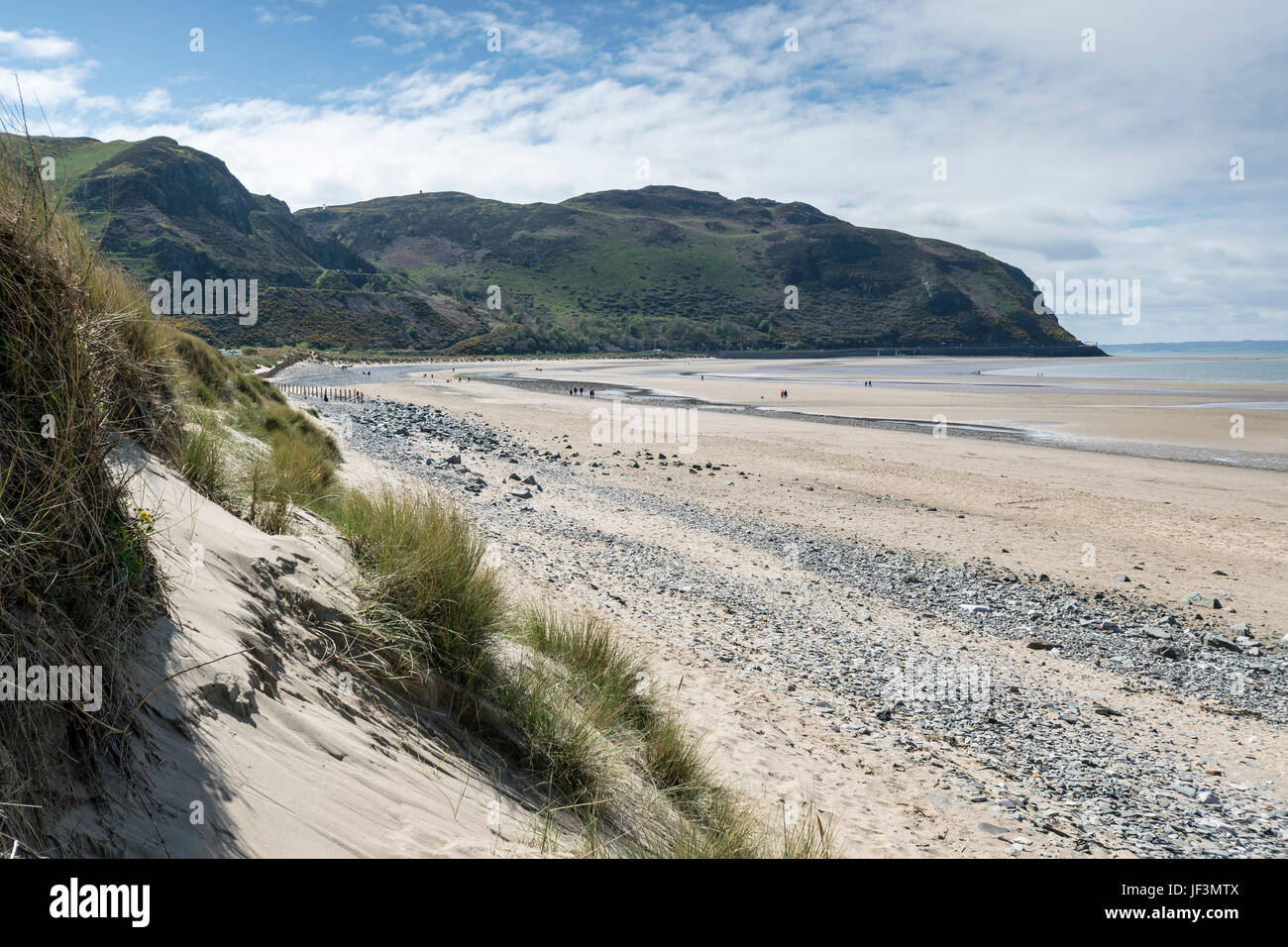 Conwy Morfa beach with Penmaen bach point in the distance Stock Photo ...