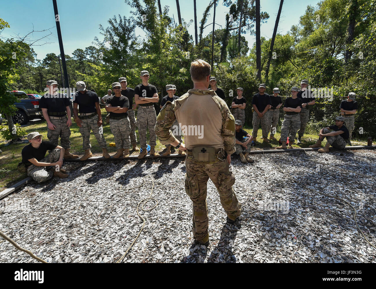 A Special Tactics Training Squadron instructor speaks to local Junior ...
