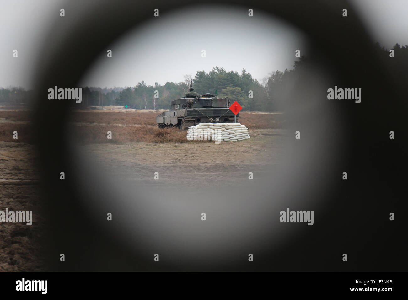 A Polish Leopard tank participates in training exercises in preparation ...