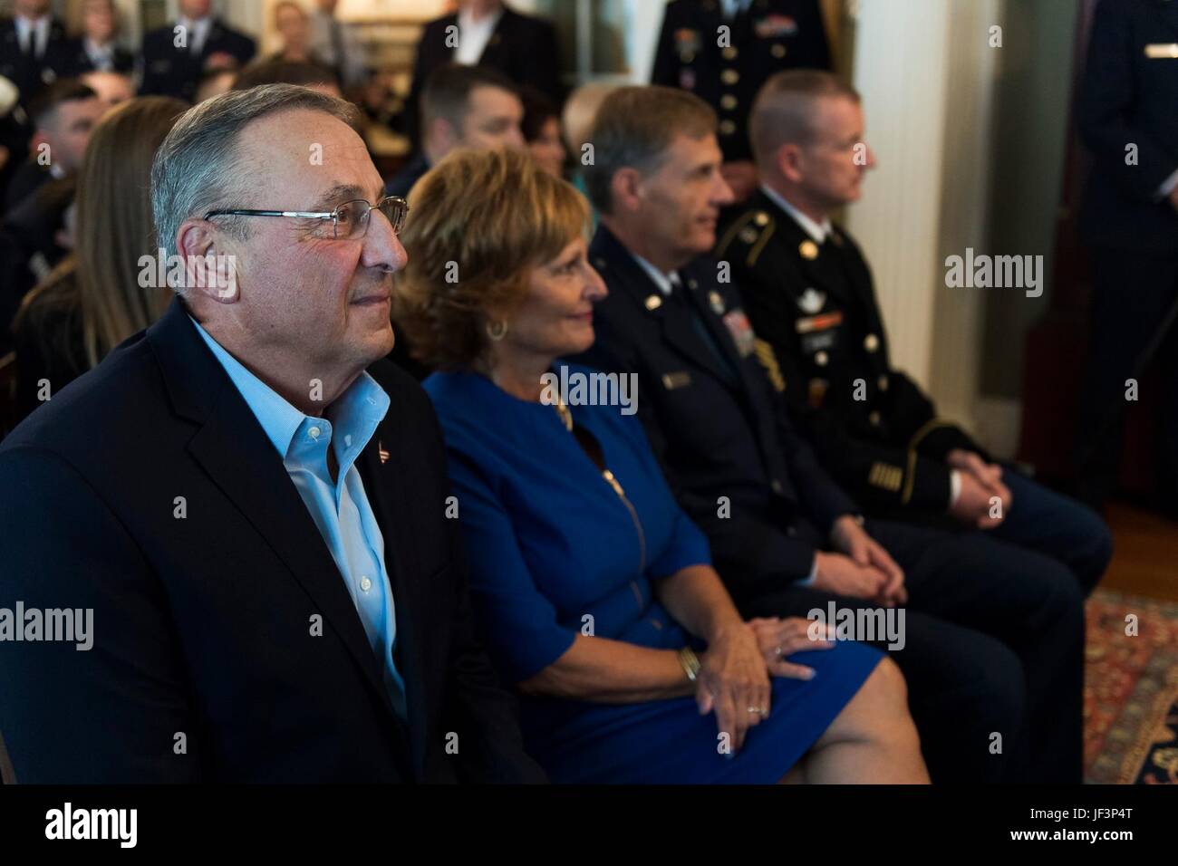 The Governor of Maine Paul LePage and First Lady Ann LePage sit with ...