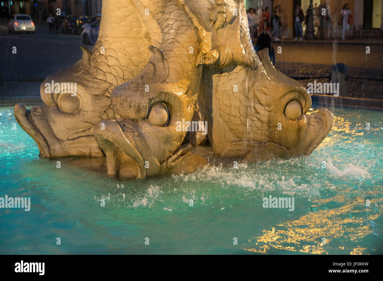 Triton Fountain at Night, Gian Lorenzo Bernini, Barberini square, Rome ...